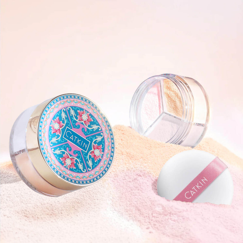 CATKIN Tri-color Lotus Loose Setting Powder Oil control Even Out ...